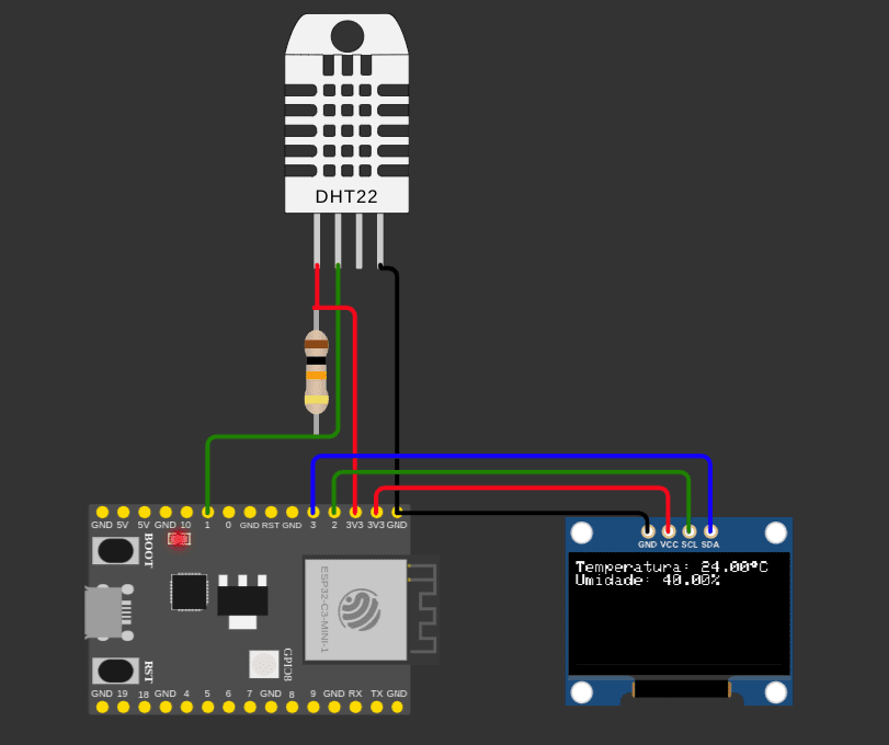Utilizando o ESP32-C3 em conjunto com o sensor de temperatura e umidade DHT11/DHT22 e a Arduíno ...